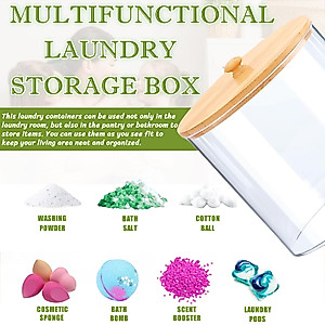 3 Pack Laundry Powder Container & Dryer Sheet Holder, Large Capacity Acrylic Laundry Room Organization Storage Containers with Lids, Labels & Scoops for Powder, Scent Booster, Pods, Beads, Bath Bombs