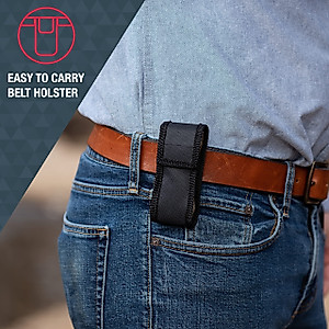 SABRE Realtree Edge 2-in-1 Stun Gun with Flashlight & Belt Holster, Emits 1.60 Powerful Pain Inducing Microcoulombs (µC) Charge, 120 Lumen LED Flashlight, Rubberized Grip, Compact Design,Rechargeable