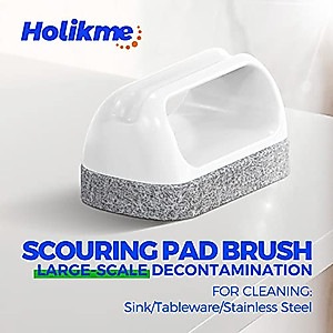Holikme 7 Pack Deep Cleaning Brush Set,Clean Brush，Scrub Brush&Grout and Corner Brush&Scrub Pads with Scraper Tip&Scouring Pads，for Bathroom,Floor, Tub, Shower, Bathroom and Kitchen Surface（Green）