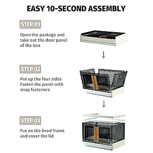 oyenbboi Collapsible Storage Bins with Lids, Stackable Storage Bins with Door, Foldable Plastic Storage Containers with Wheels (8.4 Gal - 3 Pack)