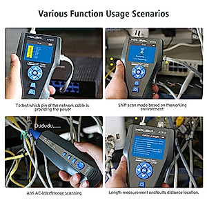 Network Cable Tester, AT278 TDR Multi-Functional LCD Wire Tracker for RJ45, RJ11, BNC, Metal Cable,PING/POE NF-8601S for Length Testing