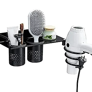 Yuehuam Hair Dryer Holder Wall Mounted, Hair Dryer Rack & Hair Styling Care Tool Organizer, Bathroom Storage Organizer for Blow Dryer, Styling Tools, Curling Iron, Combs, Hair Straightener