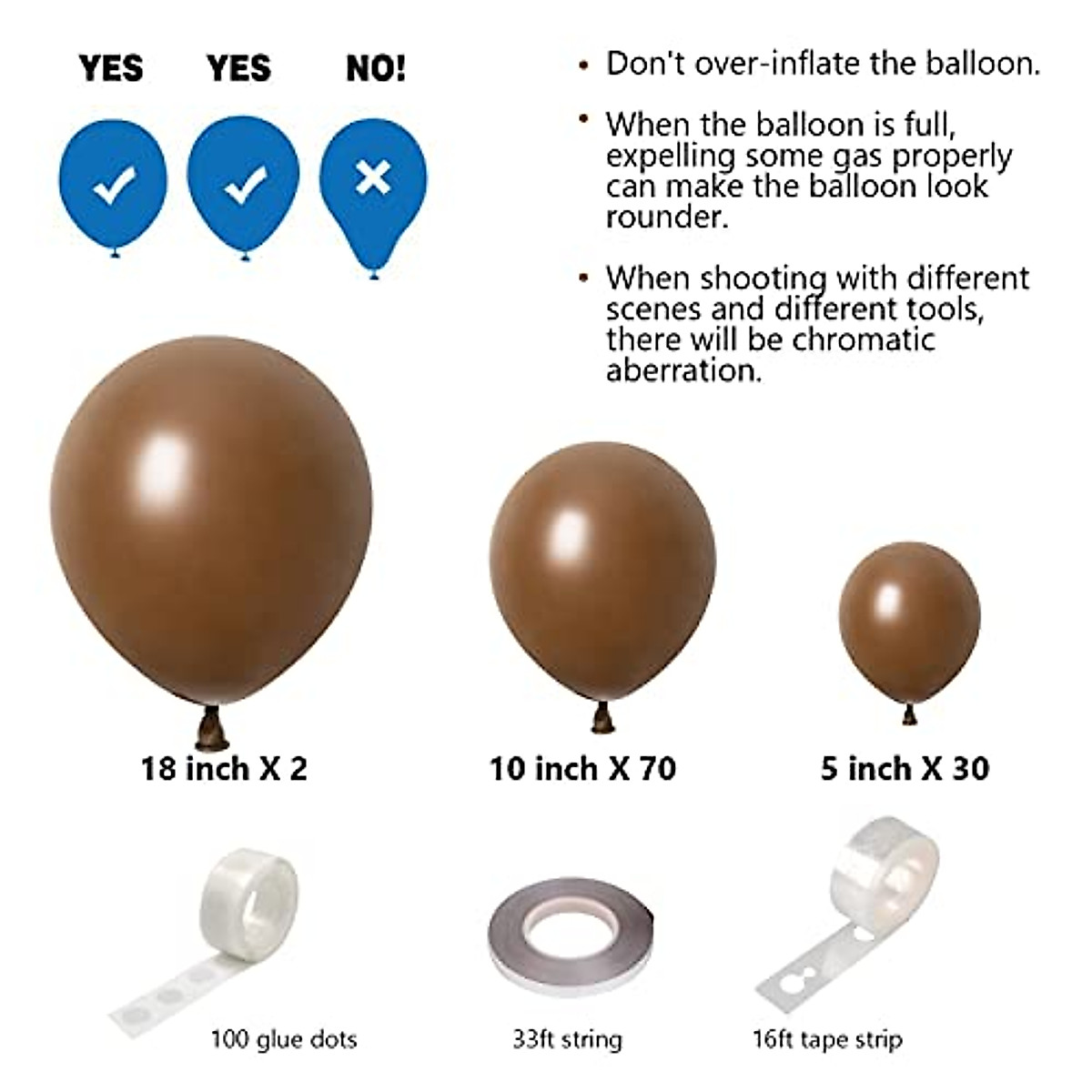 Brown Balloons Garland Arch Kit 105Pcs Different Sizes 18In 10In 5In Latex Pastel Coffee Khaki Matte Balloons Decorations for Baby Shower Teddy Bear Safari Jungle Themed Wild One 1st Birthday Wedding