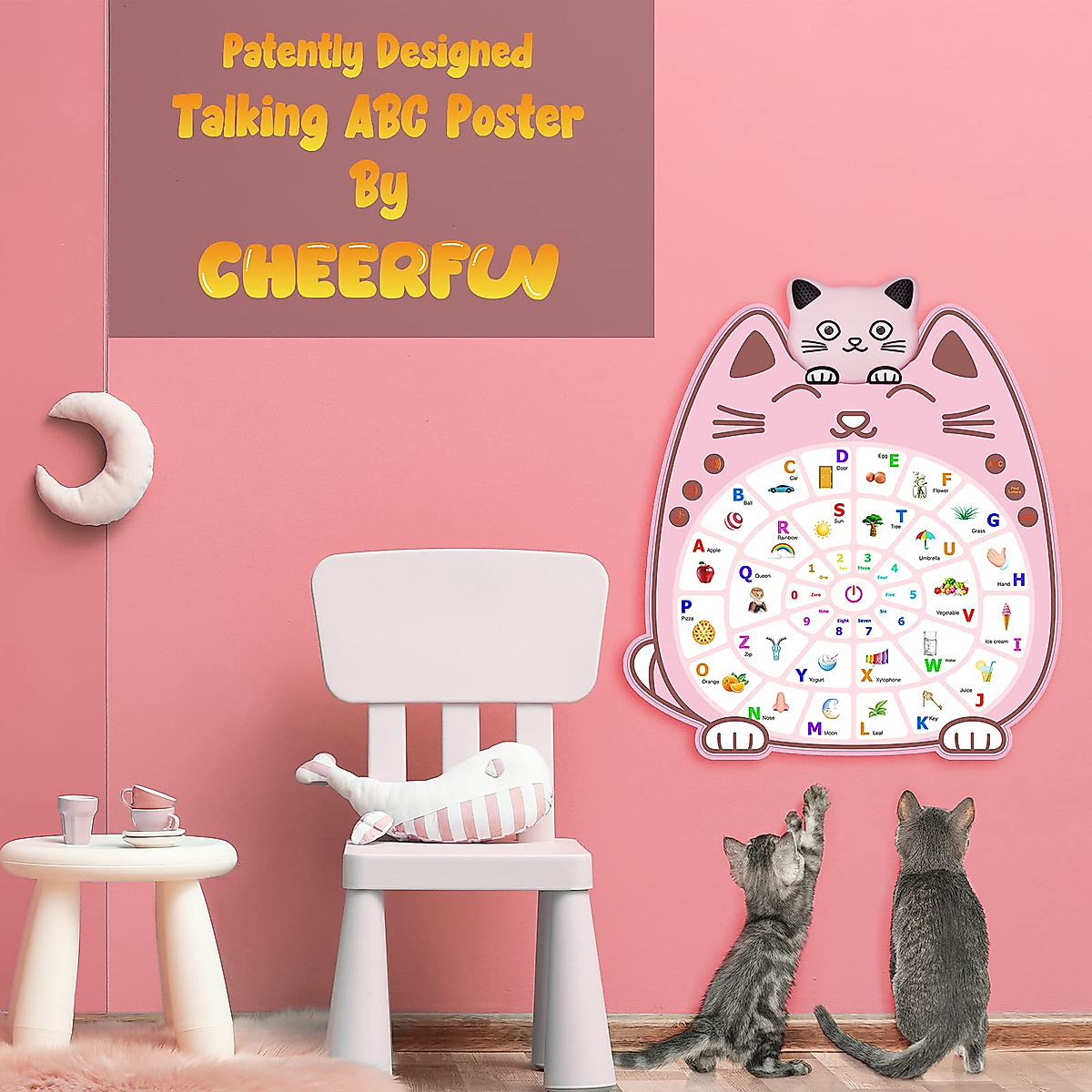 Alphabet Learning Toys For Kids Toddlers - Interactive ABC Poster Wall Chart for Preschool Baby 1 2 3 4 5 6 Years Old Little Boys Girls | Electronic Educational Toys Birthday Gifts Stocking Stuffers