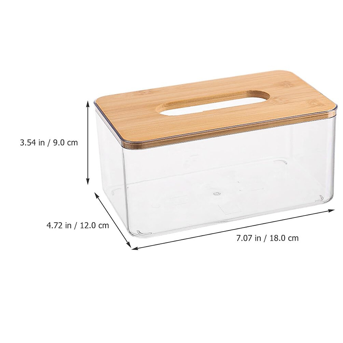 Cabilock Car Napkin Holders Tissue Holder Rectangular Tissue Box Holder Dryer Sheet Dispenser Box with Wood Lid Transparent Napkin Container Tissue Organizer for Living Room Bathroom