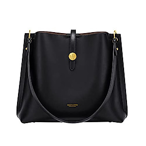 Cnoles Women Genuine Leather Designer Tote Bags Purses And Handbags For Women Fashion Ladies Top Handle Shoulder Satchel Bag Black