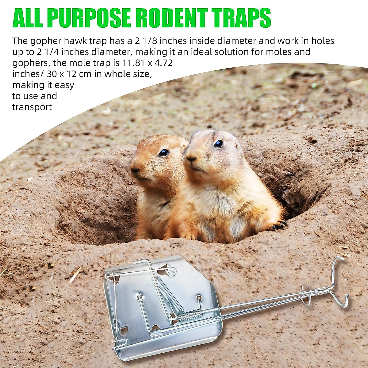 Jahy2Tech Mole Trap Gopher Trap Ground Galvanized and Oil Hardened Steel Animal Trap Reusable Gopher Trap Vole Traps for Outdoor Lawn Garden Yard Farm, Silver