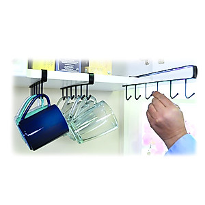 Spark Innovators Nook Hooks, Under Cabinet Storage Hooks, Holds Mugs, Utensils, Coffee Cup, Fits Shelves up to 1", No Installation, 3 Pack