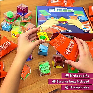 BONNYCO Brain Teaser Puzzles Cubes Party Favors for Kids Pack 30 Pinata Goodie Bags Stuffers for Kids Kids Party Favor Toys Stocking Stuffers for Kids Return Gifts for Kids Mini Games Party Favors