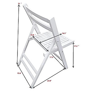 CARBRO Furniture Slatted Wood Folding Special Event Chair - White Set of 4 Folding Chair Foldable Style,White