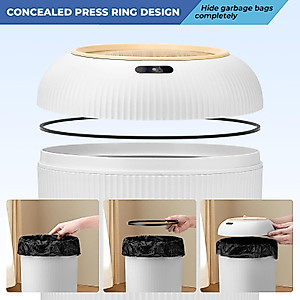 Smart Sensor Wastebasket, Convenient and Hygienic Easy to Use, Technology Sensor Waterproof Wastebasket Plastic Wastebasket for Kitchen, Bathroom, Bedroom, Living Room, Office and Outdoor (White)