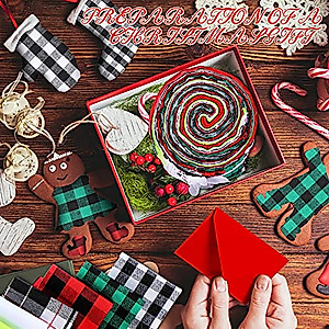 Tatuo 45 Pieces Christmas Jelly Soft Rolls Buffalo Plaid Fabric Strips Rolls Quilting Fabric Roll up Craft Patchwork Strips for Handmade Favors, 2.5 x 40 Inches(Classic Style)