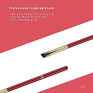 ENERGY Eyebrow Brush Angled Gel Eyeliner Makeup Brush L111 Ultra Thin Slanted Pro Liner Brush Firm Stiff Synthetic Bristles for Cream Brow Defining Applicator Red