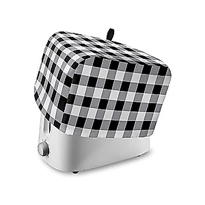 Toaster Cover, 2 Slice Toaster Cover Vintage Farmhouse Black White Buffalo Check Plaid Kitchen Small Appliance Covers, Dust and Machine Washable Bread Maker Cover (12w X 7.5d X 8h)