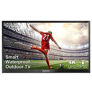 SYLVOX 55 inch Outdoor TV, Waterproof 4K Ultra HD HDR Smart TV with Bluetooth WiFi Function for Partial Sunshine Areas(2022, Deck Series)