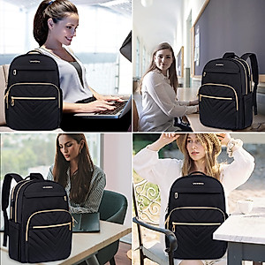 VANKEAN 15.6 Inch Laptop Backpack for Women Men Work Laptop Bag Fashion with USB Port, Waterproof Backpacks Teacher Nurse Stylish Travel Bags Casual Daypacks for School, College, Business, Black