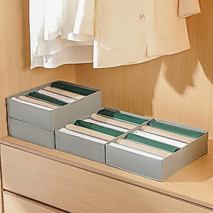 Coorganisers 4 Packs T-shirt Drawer Organizers for Clothing,6 Grids Compartment Storage Box Wardrobe Clothes Organizer, Washable Clothes Organizer for Folded Clothes, T-shirt, Legging, Silk Scarve