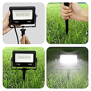 4 Pack LED Flood Light Outdoor with Stake, RGBCW DIY Color Changing Landscape Lighting 150W Equivalent, Bluetooth Smart Floodlight with App Control, Timing-20 Modes for Garden Yard, IP66 Waterproof