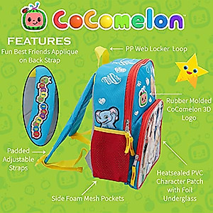 AI ACCESSORY INNOVATIONS Cocomelon JJ's Kids Backpack with ABC Song Sound Chip for Boys and Girls, Pre-school Toddler Travel Bag with Padded Back and Adjustable Straps, Versatile 12"