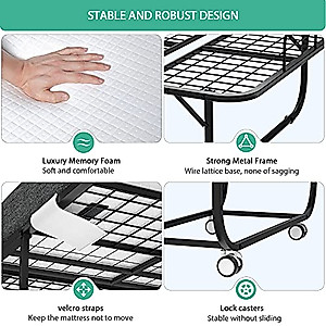 Foxemart Folding Bed with Mattress Portable Foldable Guest Beds Cot Size Rollaway Beds for Adults with Luxurious Memory 5 Inch Foam Mattress and Super Sturdy Frame, 75 x 31 Inch