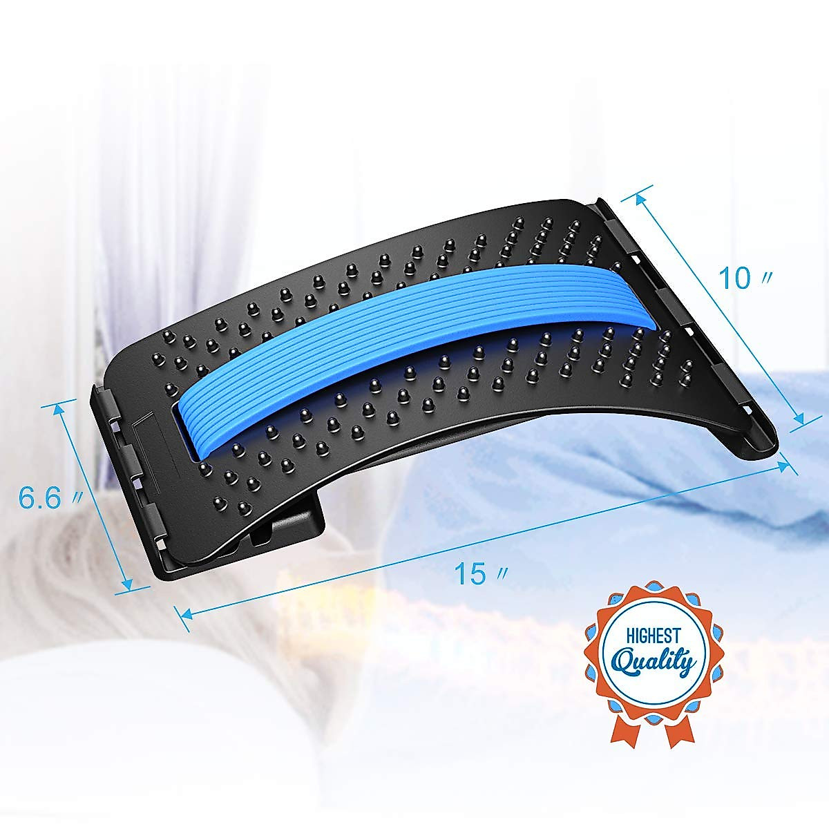 Back Stretcher for Pain Relief, Spine Aligner for Chair & Bed with Massager, Back Cracking Device, Lumbar Stretcher for Spinal Decompression, Scoliosis, Sciatica and Herniated Disc