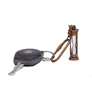 WOANIN Sand Timer Clock Key Ring - Nautical Maritime, Sand Timer Antique Brass Keychain Gift for Women Men