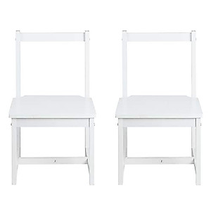 Amazon Basics Solid Wood Kids Activity Chair Set, 23.8-Inch Height - 2-Pack, White