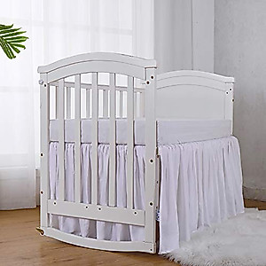Crib Skirt Dust Ruffle, 100% Egyptian Cotton 400 Thread Count Soft Breathable Crib Bedding Skirt for Baby, Boys and Girls, Fading Resistant (White)