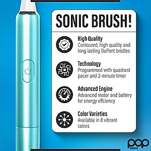 Go Plus Sonic Toothbrushes for Adults w/Electric Toothbrush Case (Teal) - Electric Toothbrush for Adults & Kids - Sonic Toothbrush w/ 2 Speeds - 18000-24000 Vibrations Per Minute