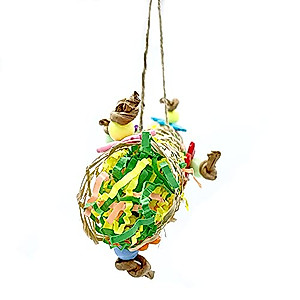 GILYGI Bird Chewing Toy Set, Taco Shaped Bamboo Weaving Toy with 2 Packs of Colorful Shred Paper Replacement, Hanging Fragging Shredder Toys for Parakeet, Cockatiel, Caique, Budgies, Quaker