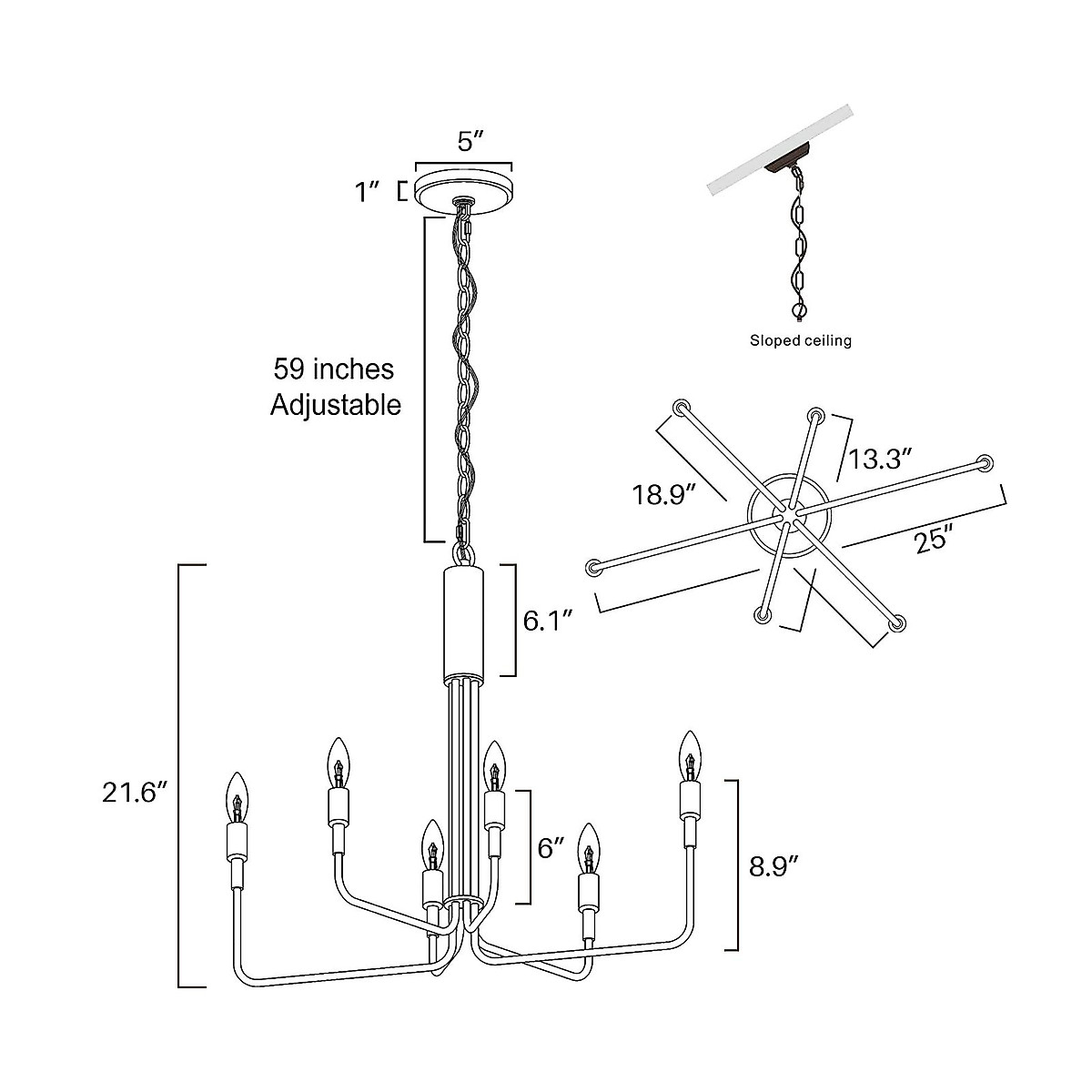 LOG BARN Black Chandelier, Modern Farmhouse Dining Room Lighting Fixtures Hanging, 25” Medium Rustic Pendant for Kitchen Island, Living Room