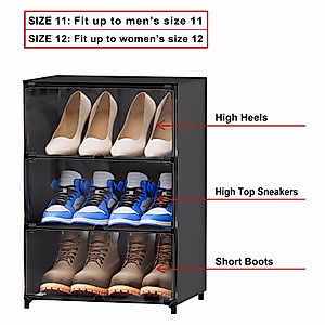 fiducial home 9 Tiers Tall Narrow Shoe Storage Cabinet for Entryway 18 Pairs High Top Shoe Cubby Container Bin with Clear Lid,Fit Size 12