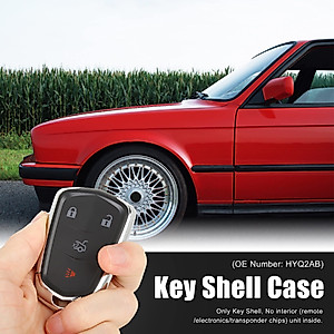 X AUTOHAUX Car Replacement Key Fob Shell Case HYQ2AB for Cadillac XTS 2015-2018 for Cadillac ATS 2015-2018 for Cadillac CTS 2014-2018 4 Key Button Black