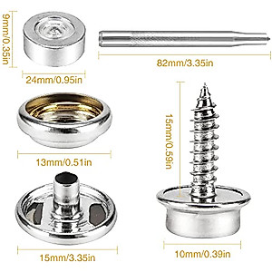 CENOZ 150 PCS Canvas Snap Kit Tool, Metal Screws Snaps Marine Grade 3/8" Socket Stainless Steel Boat Canvas Snaps with 2 PCS Setting Tool for Boat Cover Furniture (150 PCS)