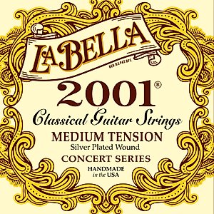 La Bella 2001 Medium Tension Silver Plated Wound Concert Classical Guitar String