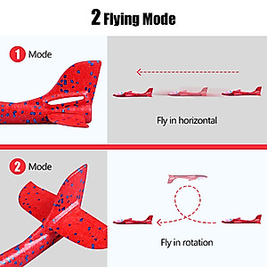 Toyly 2 Pack LED Airplane Toys,17.5" Large Throwing Foam Plane,2 Flight Mode Glider Plane,Outdoor Toy for Kids,Flying Toy for Kids,Gift Toys for Boys Girls 3 4 5 6 7 8 9 Year Old