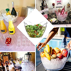 Efavormart Clear 7 Liter Plastic Ice & Drinks Bucket, Party Beverage Cooler Storage Tub with Handles