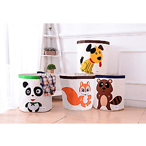 Collapsible Canvas Storage Basket or Bin Toy Organizer for Kids Playroom, Clothes, Children Books, Stuffed Animal (Panda)