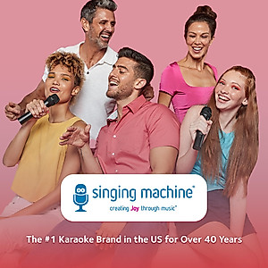 Carpool Karaoke Machine for Kids & Adults, Carpool Karaoke The Mic 1.0 by Singing Machine - Wireless & Bluetooth Karaoke Microphone with Mic Volume, Echo Controls as White Elephant Gift, Gold & White