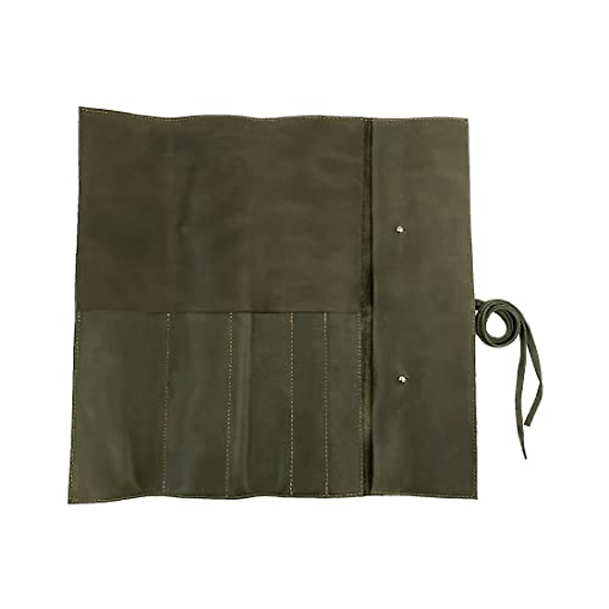 Hide & Drink, Rustic Full Grain Leather Knife Roll Case (5 pockets), Compact Carry-On Bag for Traveling Chefs & Cooks, Kitchen Tool Storage Organizer, Handmade, Dark Jade