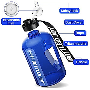 DUNDUN BOTTLED JOY, 32 oz water bottles,BPA-Free Plastic Water Bottles with Times to Drink, Food-Safe Jug with Handle, Ensure You Drink Enough Water Daily (16 oz blue)