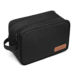 Plus tard Toiletry Bag for Men with Full Open Design, Large Water-resistant Travel Dopp Kit Shaving Bag for Toiletries Cosmetics Accessories, Black