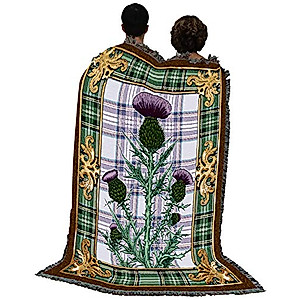 Pure Country Weavers Scotland - National Flower The Flowering Thistle Blanket - Gift Tapestry Throw - Woven from Cotton - Made in The USA (72x54)