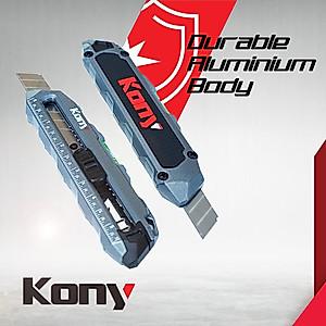 Kony, Heavy Duty Utility Knife, Carpet Cutter, Box Cutter Retractable w/Ruler, Water Bubble Level - Perfect Knife for Crafting, Cutting & Home Projects - Precision Knife (Inches Ruler)