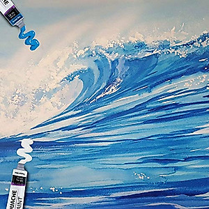 U.S. Art Supply Professional 36 Color Set of Gouache Paint in Large 18ml Tubes - Rich Vivid Colors for Artists, Students, Beginners - Canvas Portrait Paintings - Color Mixing Wheel