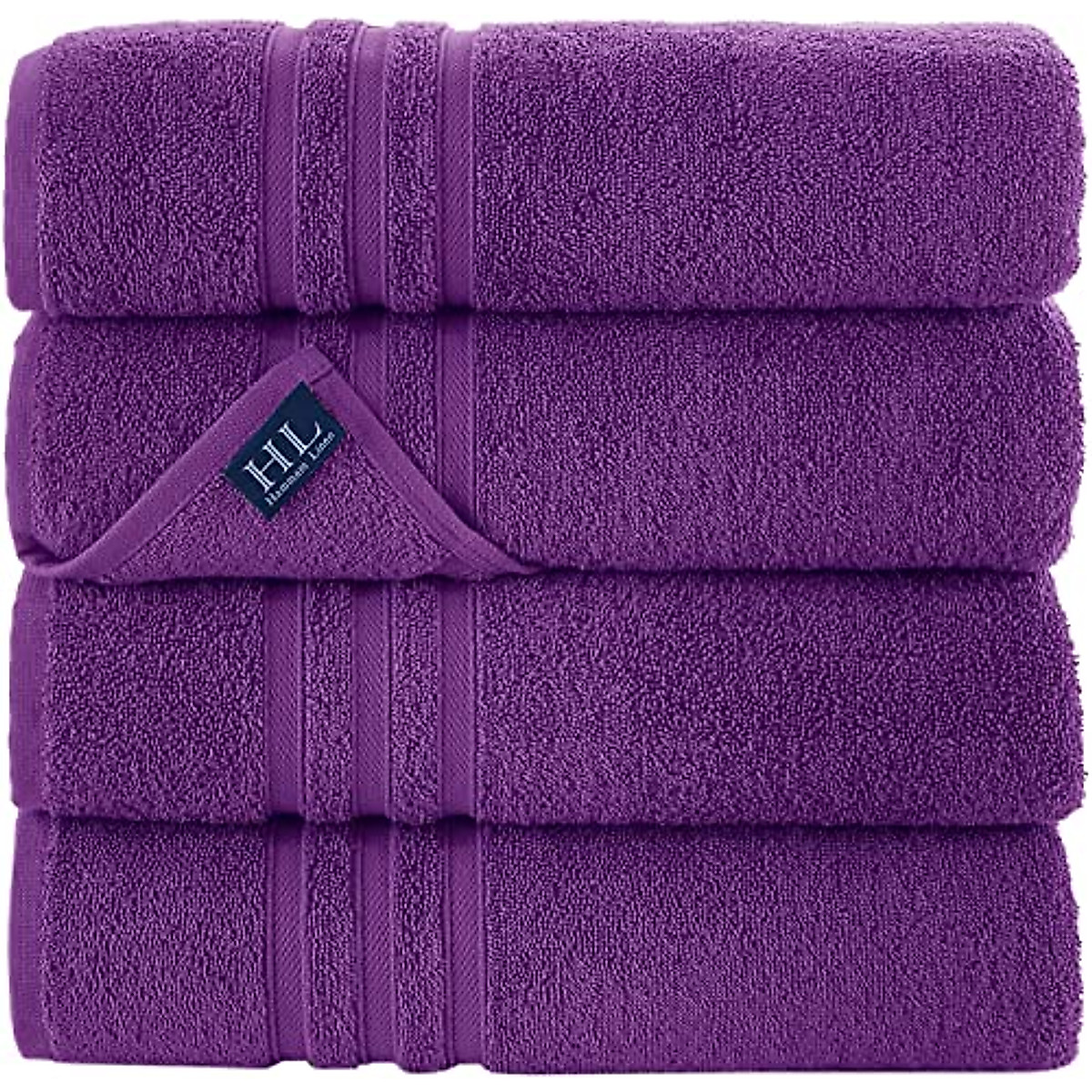 Hammam Linen Bath Sheet Towels 6 Pieces Bundle | Includes: 2 Luxury Bath Sheet Towels, 4 Hand Towels | Quality, Soft Towel Set | Purple