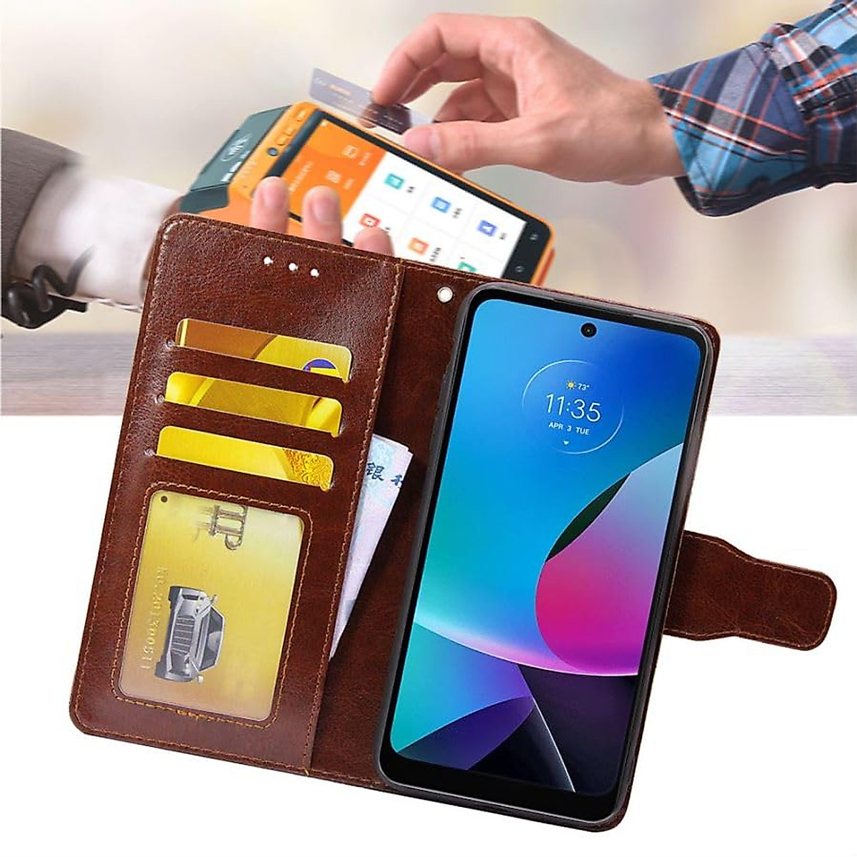 Compatible with Motorola Moto G Play (2023) Wallet Case,Flip Folio Book PU Leather Phone case Shockproof Cover Women Men for Motorola Moto G Play (2023) Case 6.5" (Brown)