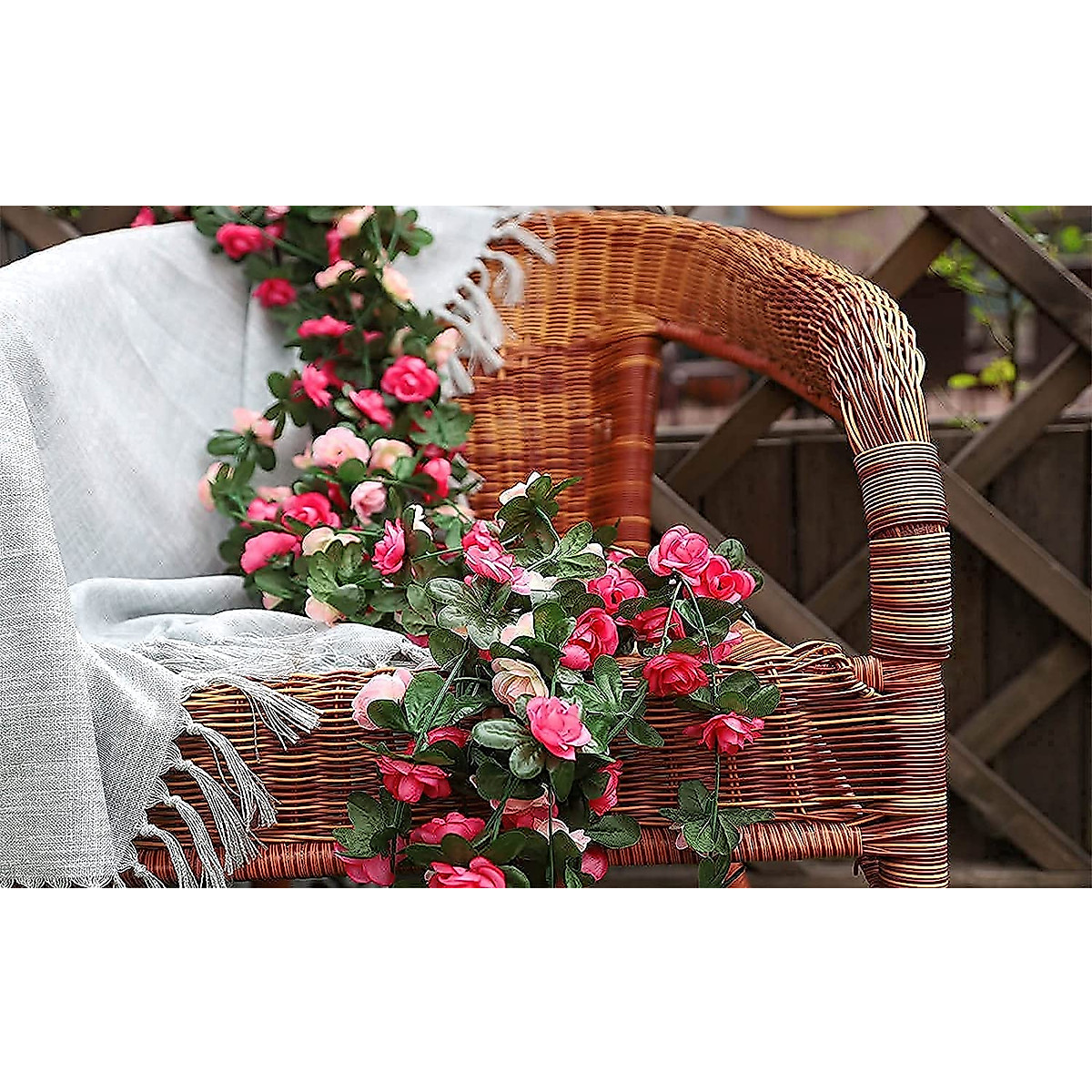 Miracliy 16 Pack 131 FT Flower Garland Decorations Plastic Artificial Flowers for Wedding Decoration Photo Booth Backdrop