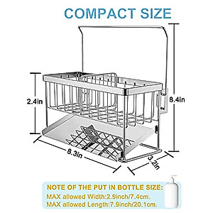 Ciyvotom Sponge Holder for Kitchen Sink, Sink Caddy Kitchen Sponge Holder for Dish Rags Brush Soap Scrubber Stainless Steel 304 Counter Organizer with Auto Drain Tray