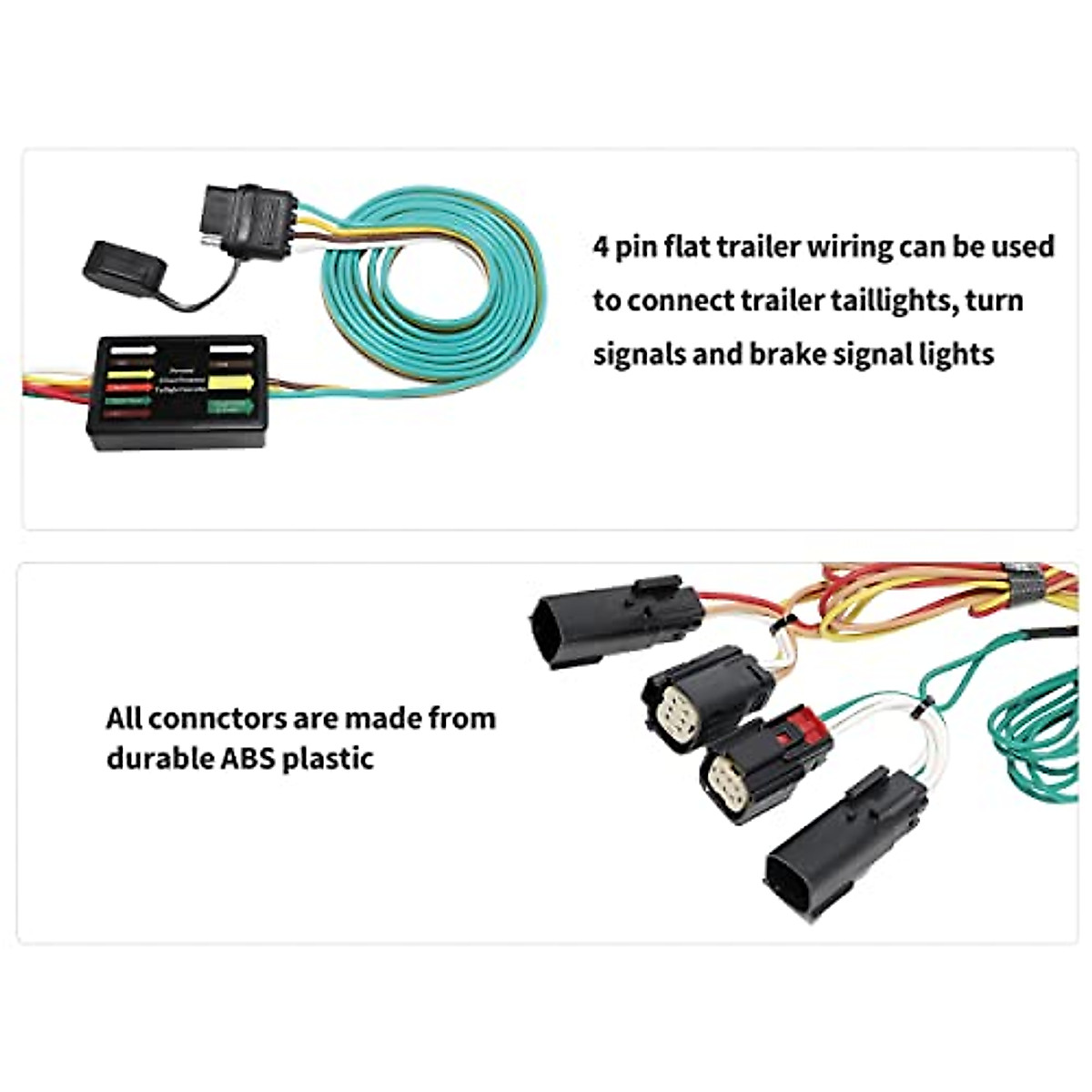 Oyviny Custom 4 Way Flat Trailer Wiring Harness 56120 for Ford Edge 2011-2014, Edge Trailer Hitch Wiring